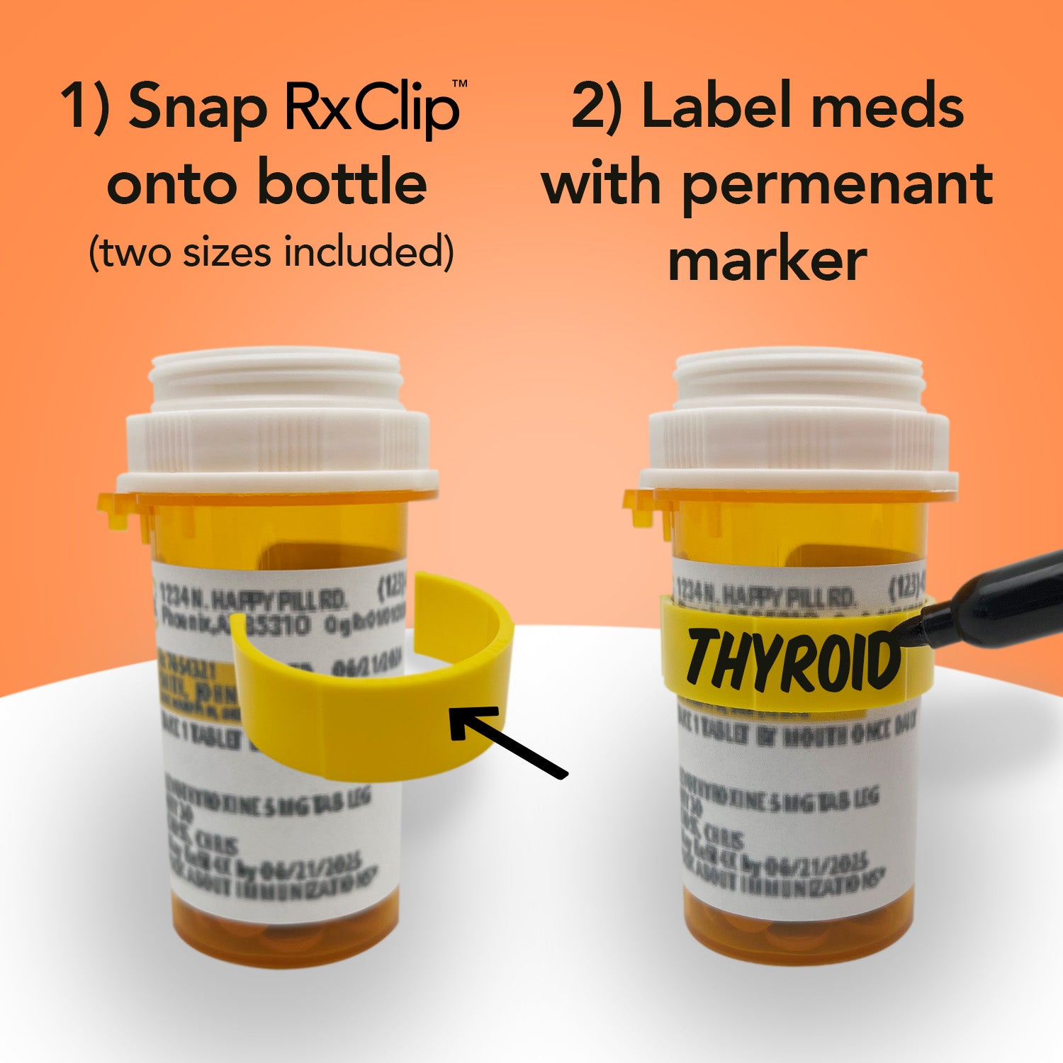 RxClip 20 Pack Medicine Bottle Label Clips - 20ct Multipack with Marke